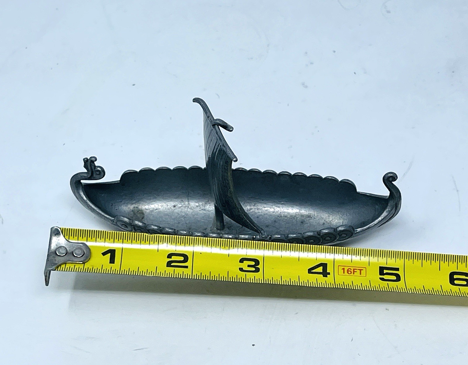 Norwegian Viking Ship Salt Cellar Dish Pewter Handstopt TPB Tinn ...
