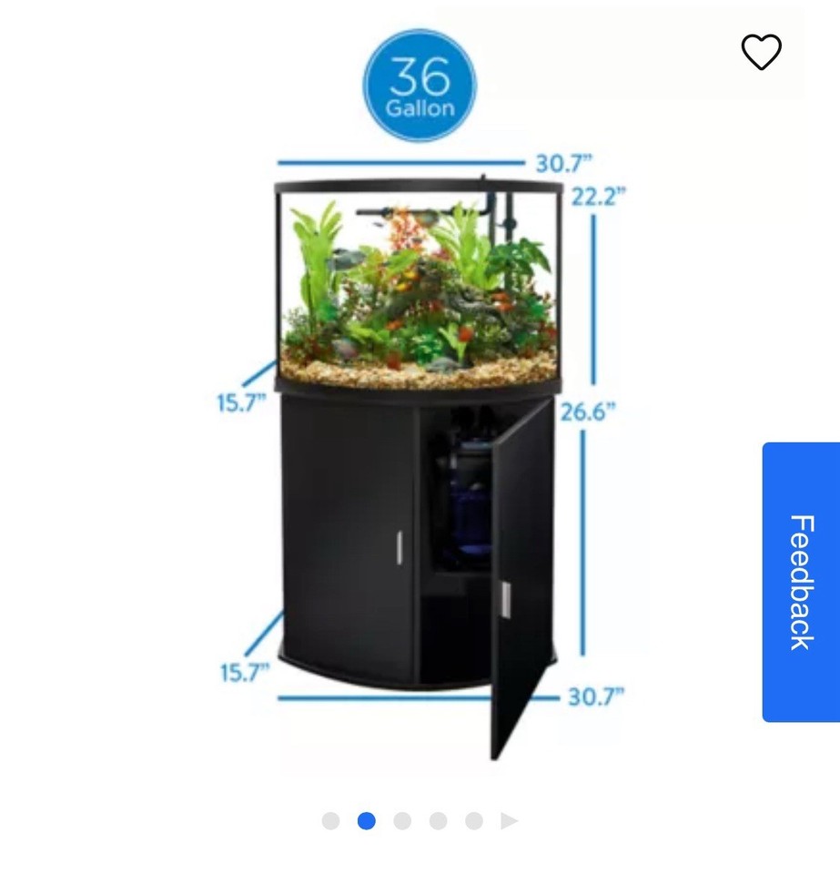 Top Fin 36 Gallon Bow Front Fish Tank with Stand with All The Extras ...