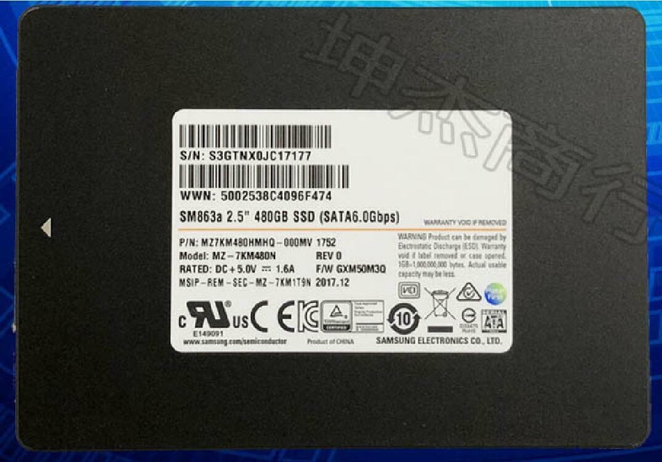 480GB Samsung SSD SM863a MZ-7KM480N Solid State Drive MZ7KM480HMHQ ...