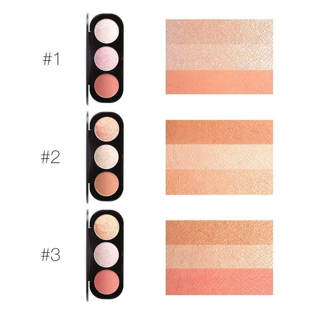 TRIPLE COLOUR BLUSH AND HIGHLIGHTER PALETTE Quality Face Makeup Bronzer ...