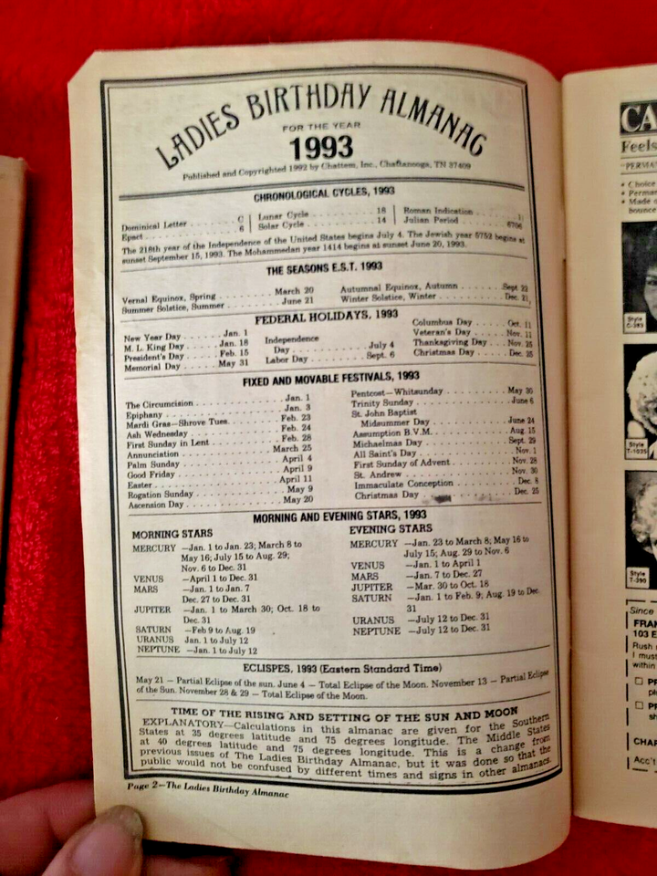 1993 THE LADIES BIRTHDAY ALMANAC Black-Draught for All The Family 103 ...