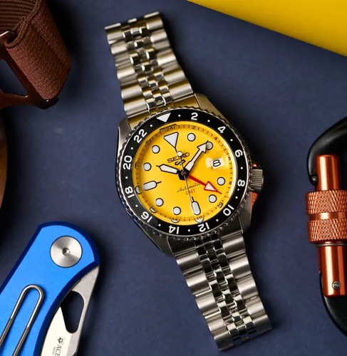 Seiko 5 Five Sports SSK017 SKX GMT Automatic Yellow Dial Made Japan ...