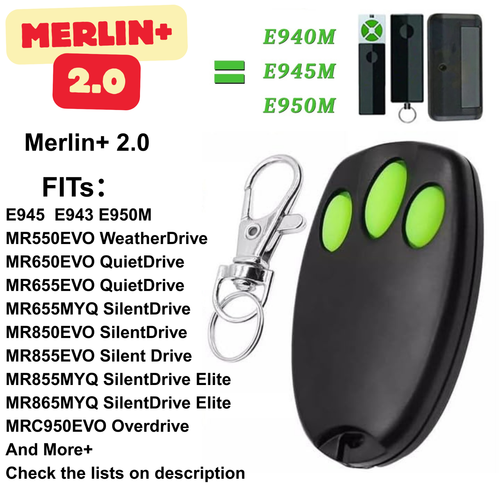 Merlin+ 2.0 E945 E945M E950M E943M Garage Gate Door Remote Control ...