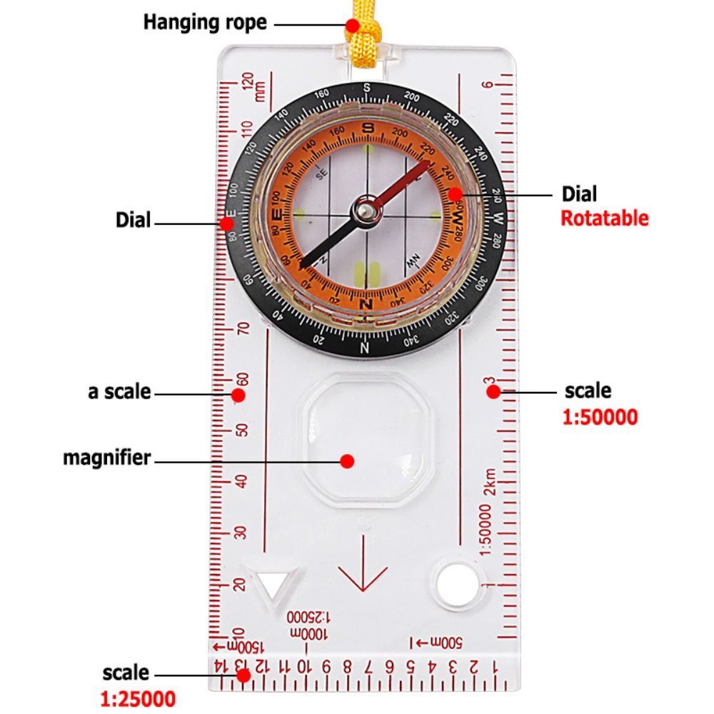 Transparent Portable Map Ruler Compass Acrylic Scale Orienteering ...