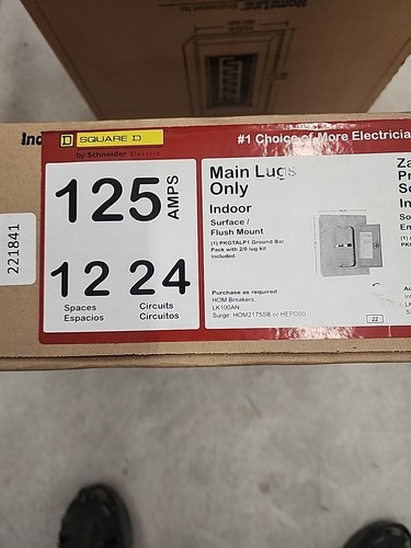 - HOM1224L125PGC Homeline 125 Amp 12-Space 24-Circuit Indoor Main Lugs ...