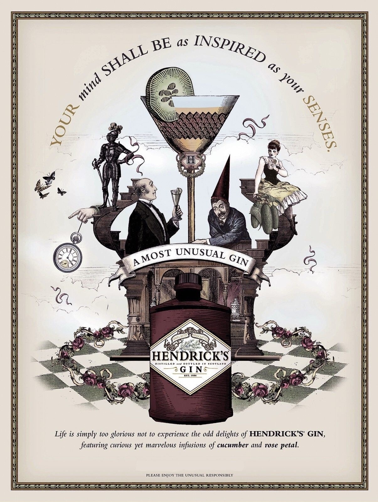 Hendrick's Gin d2 METAL VINTAGE RETRO SHABBY-CHIC SIGN WALL PLAQUE ...