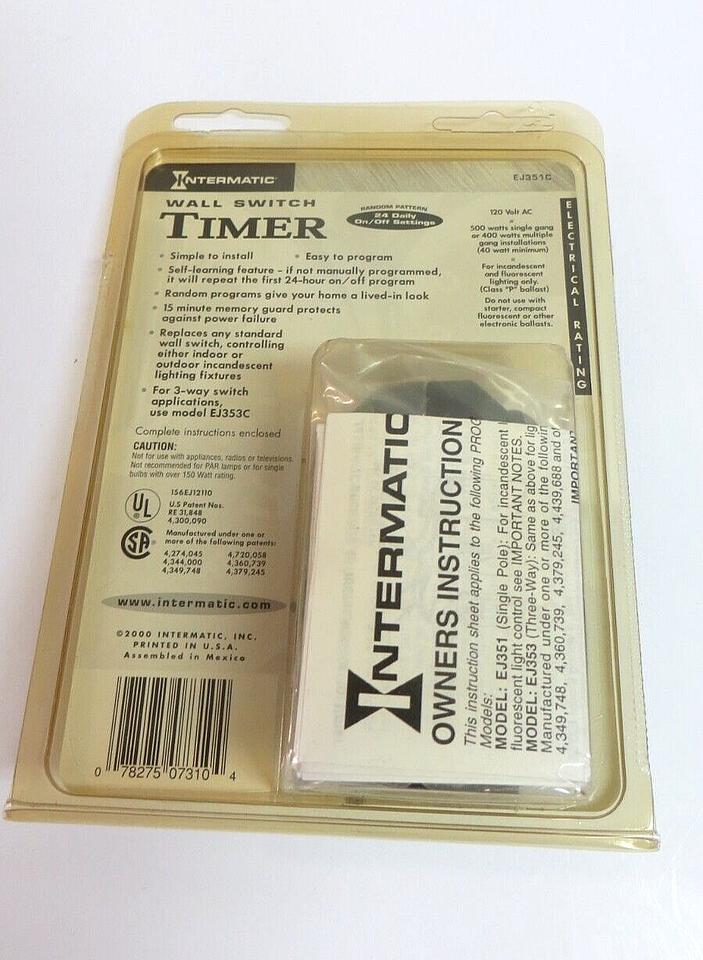 Intermatic Wall Switch Timer EJ351C 24 Hour Programmable Brand New ...