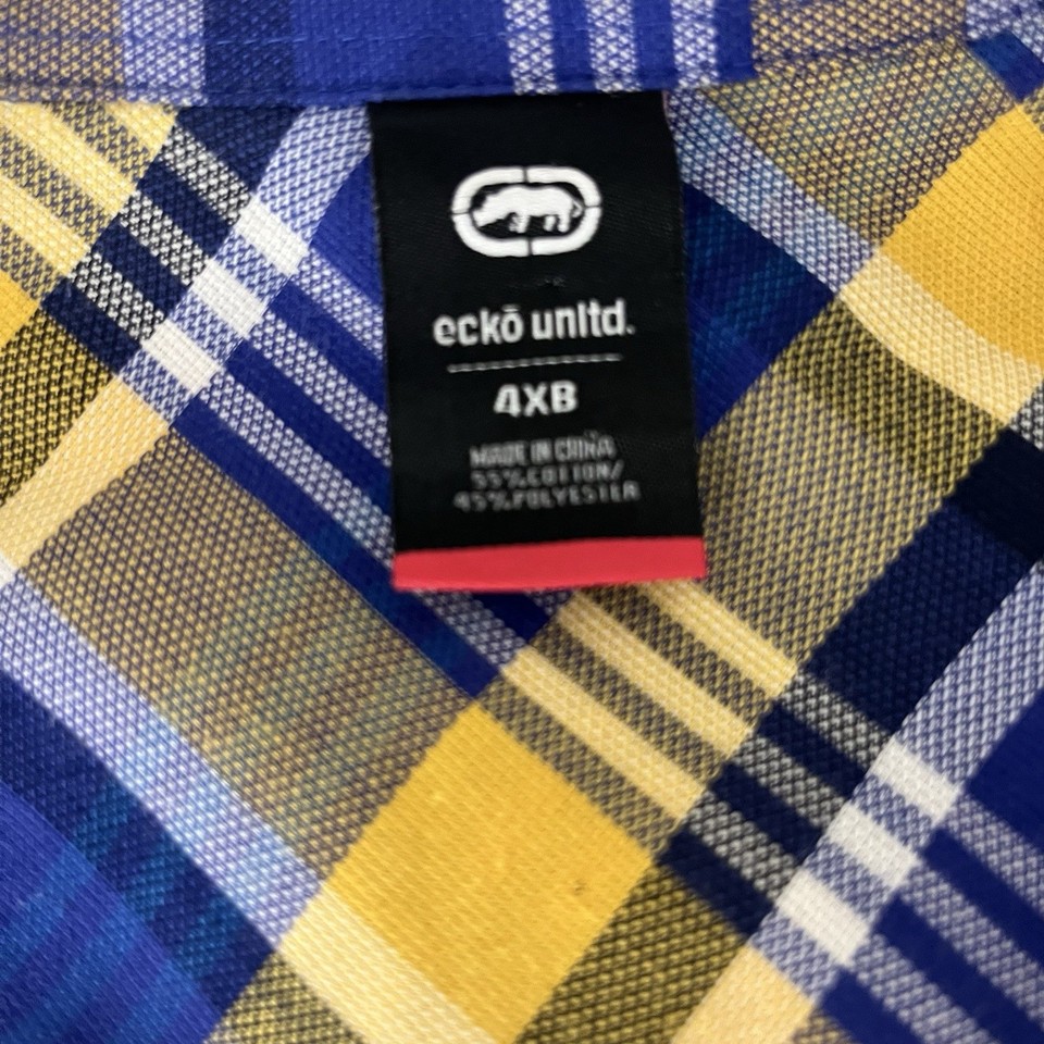 Ecko Unlimited Button Down Shirt Mens Size 4XB Short Sleeve Polyester ...