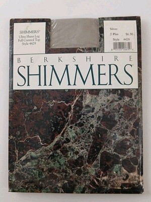 Berkshire Shimmers Silver Full Control Top Pantyhose Size 2Plus Ultra ...