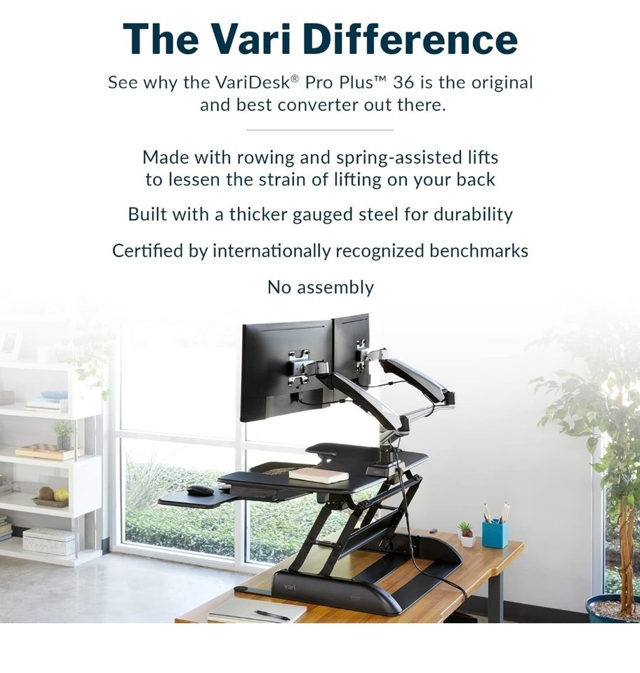 VariDesk Pro Plus 36 Height Adjustable Standing Desk | eBay