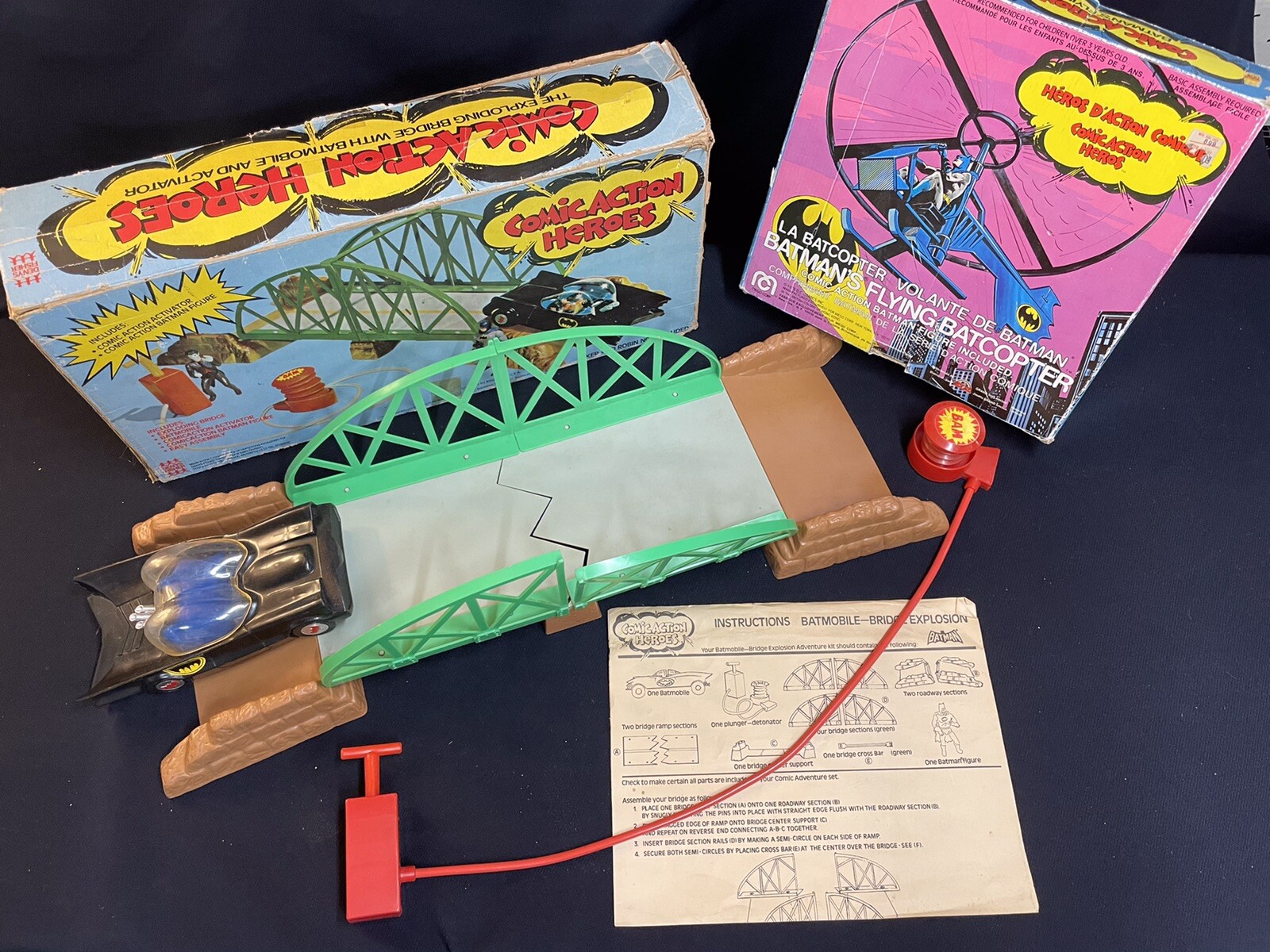 Batman Exploding Bridge Playset, Batcopter (Box Only), 1976 Vintage Lot ...