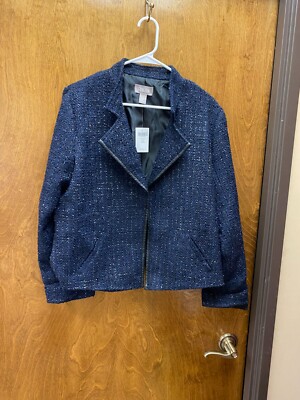 Women's NWT "CHICO" sparkling deep blue open jacket. Size 2 | eBay