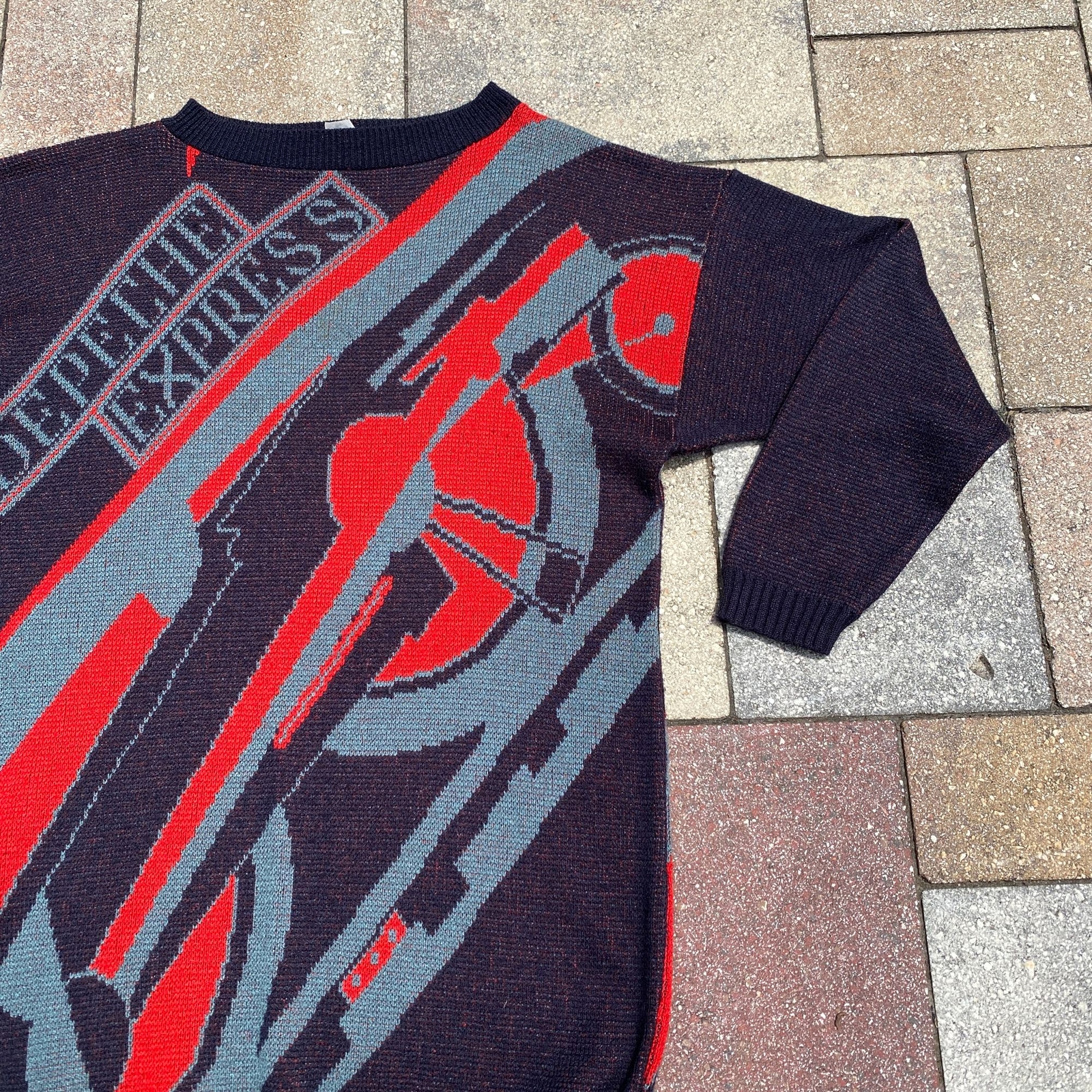 Vintage DEPECHE EXPRESS Train Double Sided Graphic Sw… - Gem