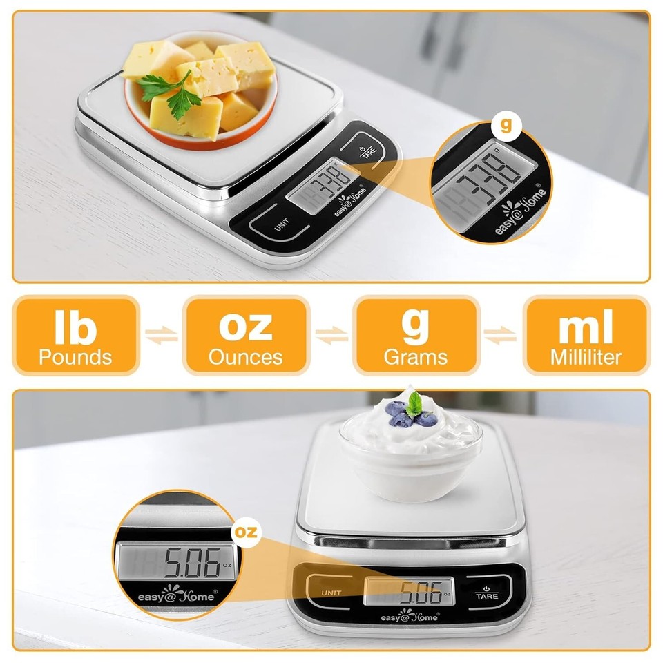 Easy@Home Digital Food Scale 11lb/5kg - Precise Kitchen Weight Gram ...