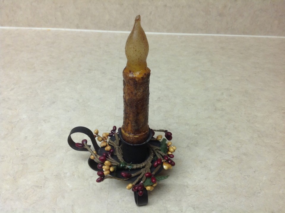 Primitive Country Tan LED 4" - 4 1/2” Battery Operated TIMER Taper ...