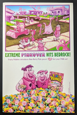 Fruity Pebbles Berry Pink Print Ad Cereal Poster Art PROMO Original ...