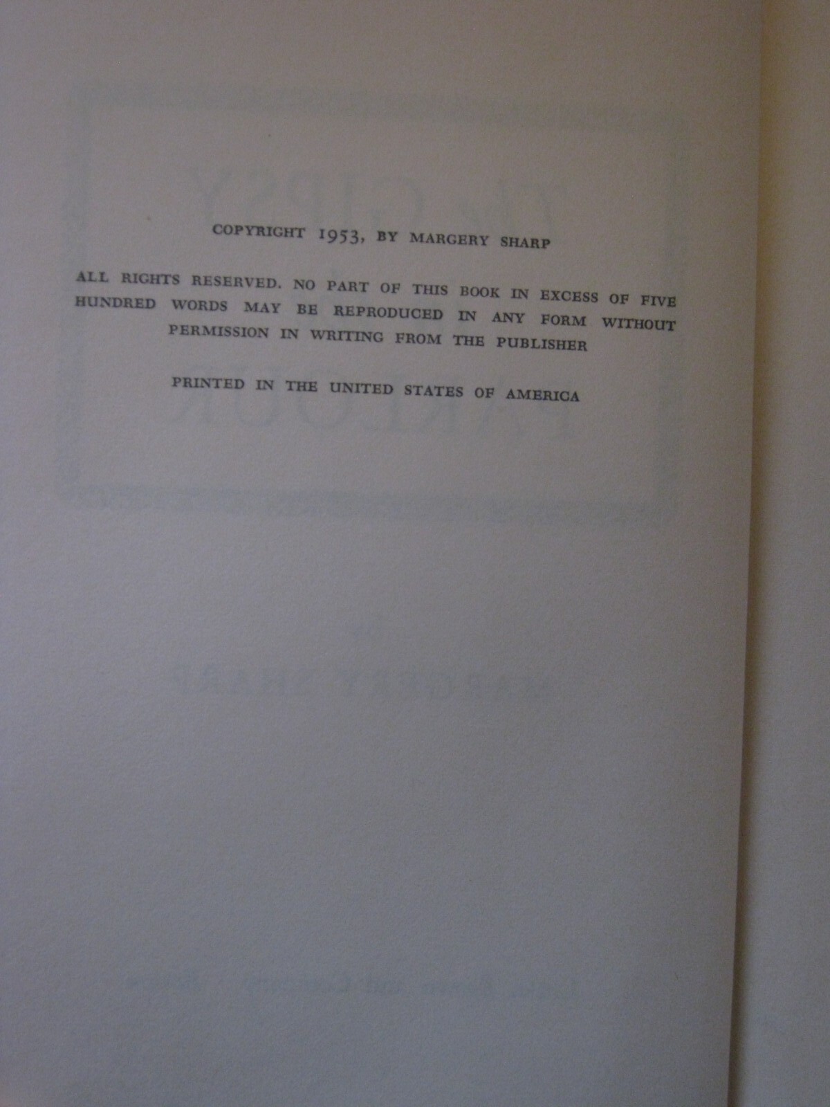 The Gipsy In The Parlour by Margery Sharp 1953 Hardcover with Dust ...