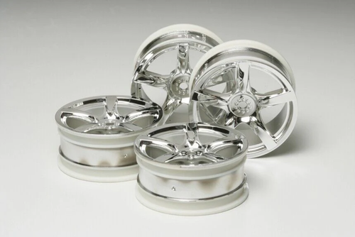 Tamiya 53859 5-Spoke Metal Plated Wheels 4 Pcs, (24mm Offset 0) (TC01 ...