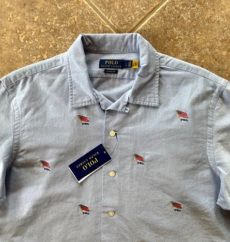 Polo Ralph Lauren Button Down Shirt 3XLT Blue w/ Embroidered Flags $138 ...