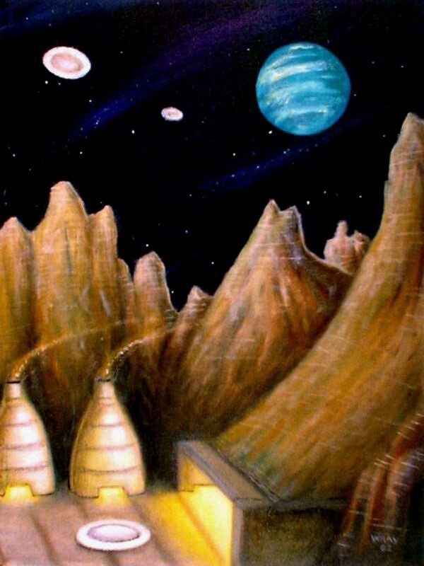 "NUCLEAR PLANET” by Gary Wray Sci-Fi FANTASY Painting Kitchen Sink 12 ...