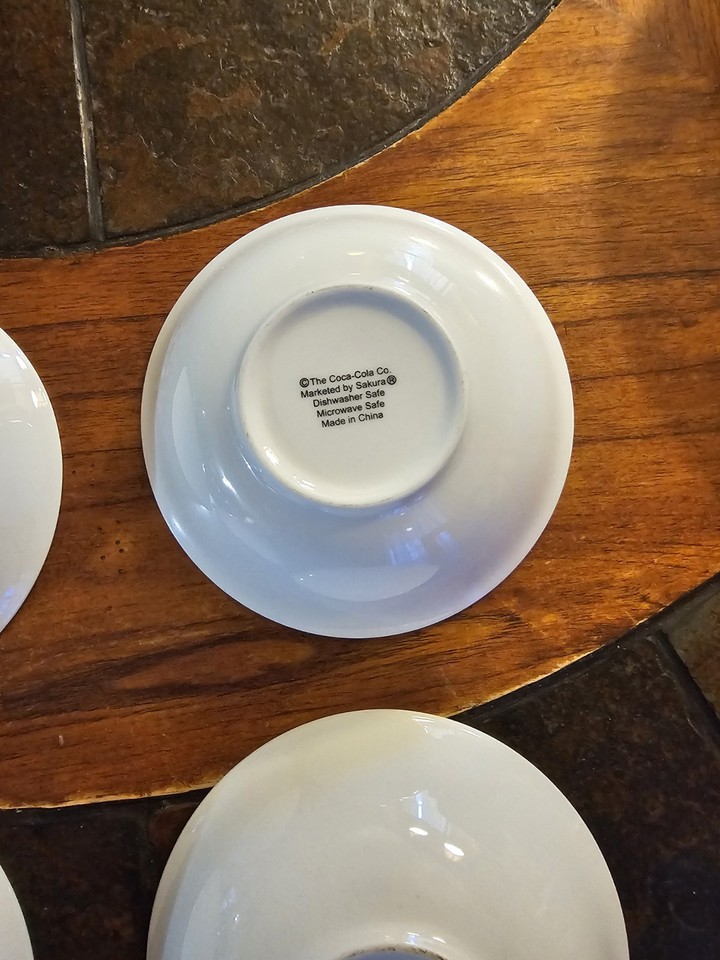 Set Of Four Coca Cola Logo 6 1/2" Stoneware Soup, Cereal Bowls by ...