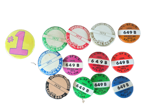 Rare vintage 12 Set lot Local 649 Union Operating Engineers Pinback ...