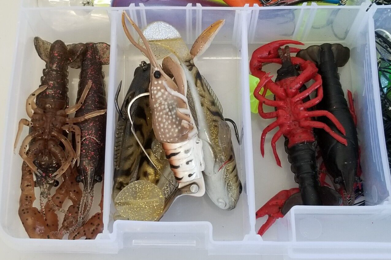Fishing Lure Lot in Plano Tackle Box, Spinnerbait Jig Buzzbait Goby ...