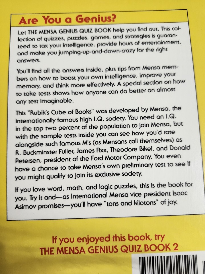 Set Of 3 MENSA Genius Quiz Books New | eBay