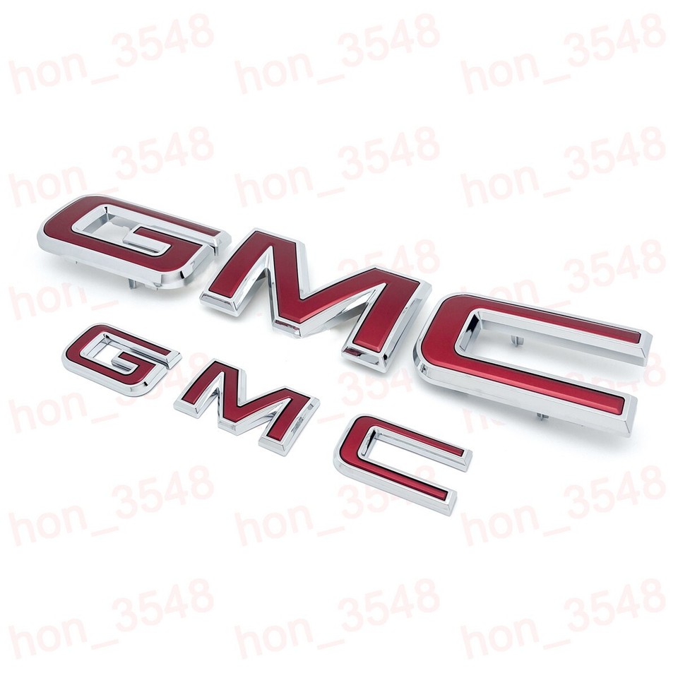 2021-2024 GMC Yukon Yukon XL GM Front & Rear Red Chrome Emblem Kit ...