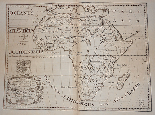 OLD AFRICA. 1700. ANTIQUE MAP. 1st EDITION. EDWARD WELLS. approx 50 x ...