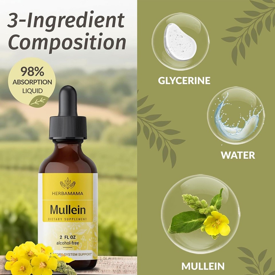 Mullein Drops for Lungs - Vegan Mullein Leaf Extract for Lungs Cleanse ...