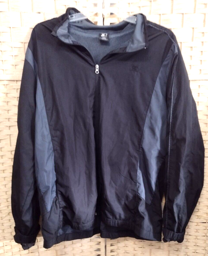 STARTER Jacket Full Zip Windbreaker XXL 2XL Track Black Gray 100% Poly ...