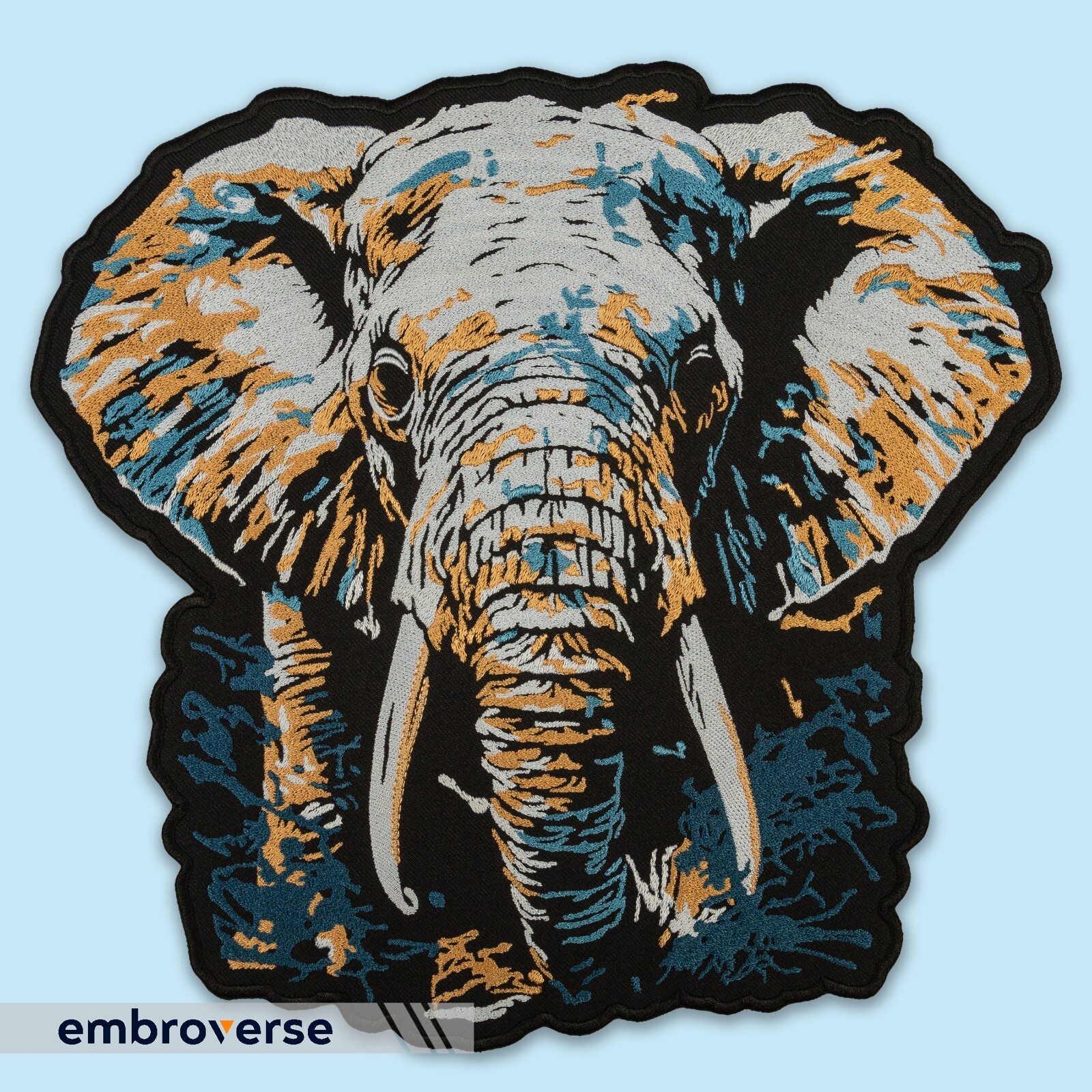 Realistic Elephant Large Embroidered Patch - African Safari Wildlife ...