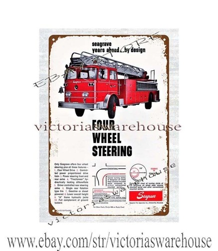 1967 Seagrave Fire Engine firefighter mancave metal tin sign hanging ...