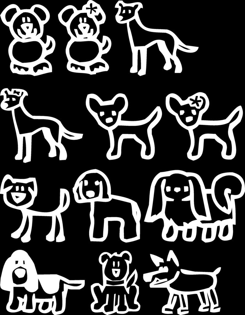 Set of 12 Stick Family Dogs Vinyl Decal Sticker Car Window Wall | eBay