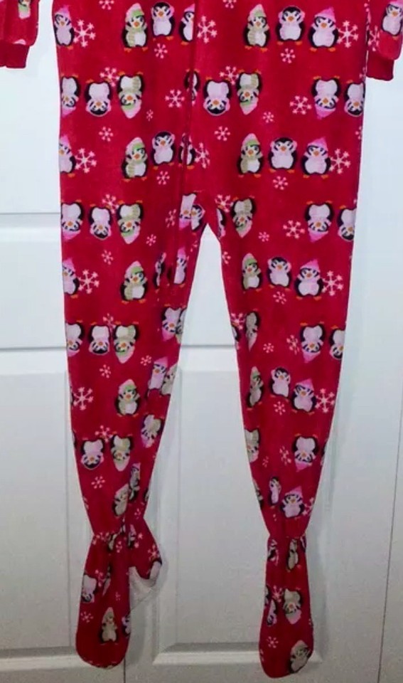 Three Penguins Footed Pajamas Love Red Footie KatNap NEW L LAST ONE ...
