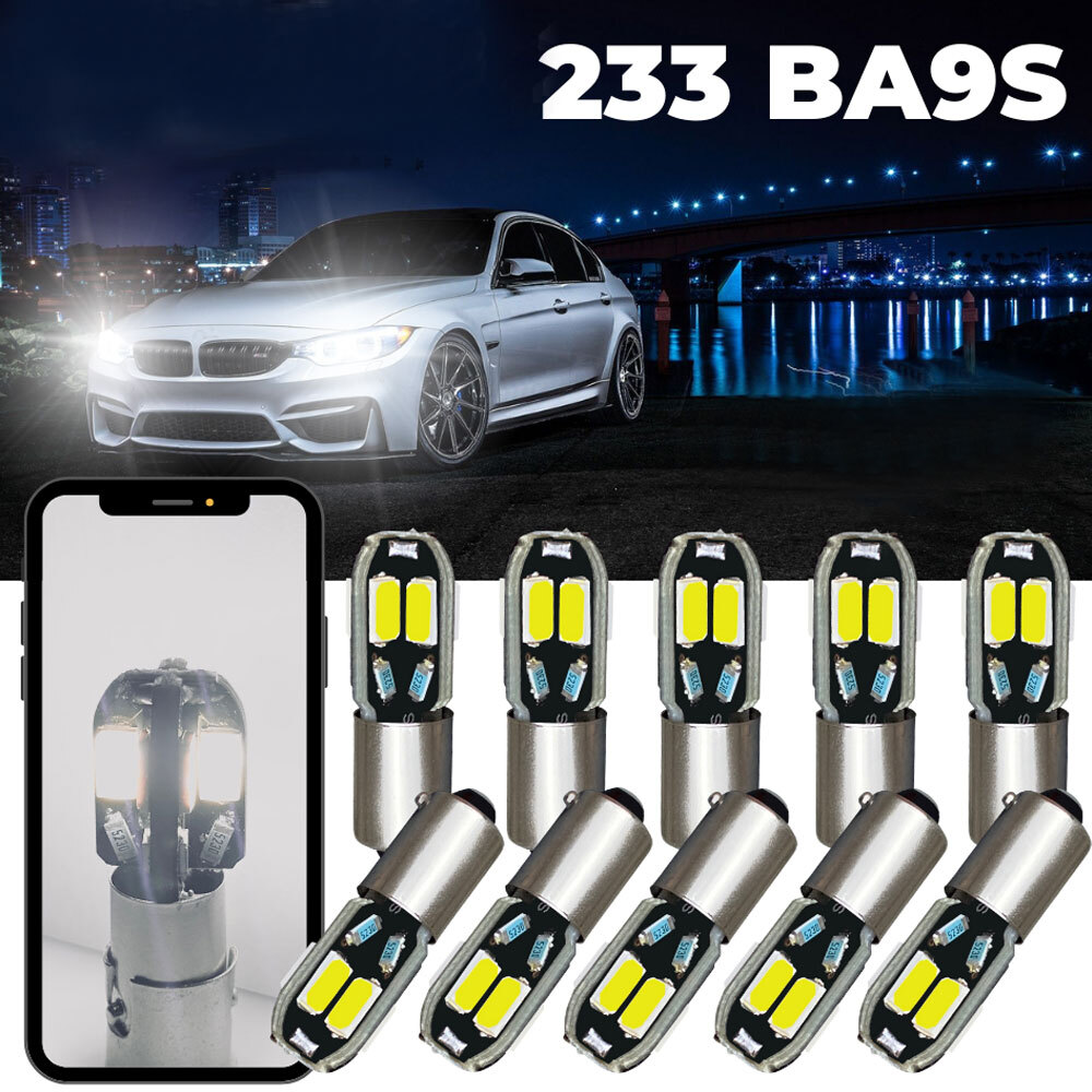 10x White BA9S T4w 233 LED Auto Car Side Lights Bulbs Canbus Xenon ...