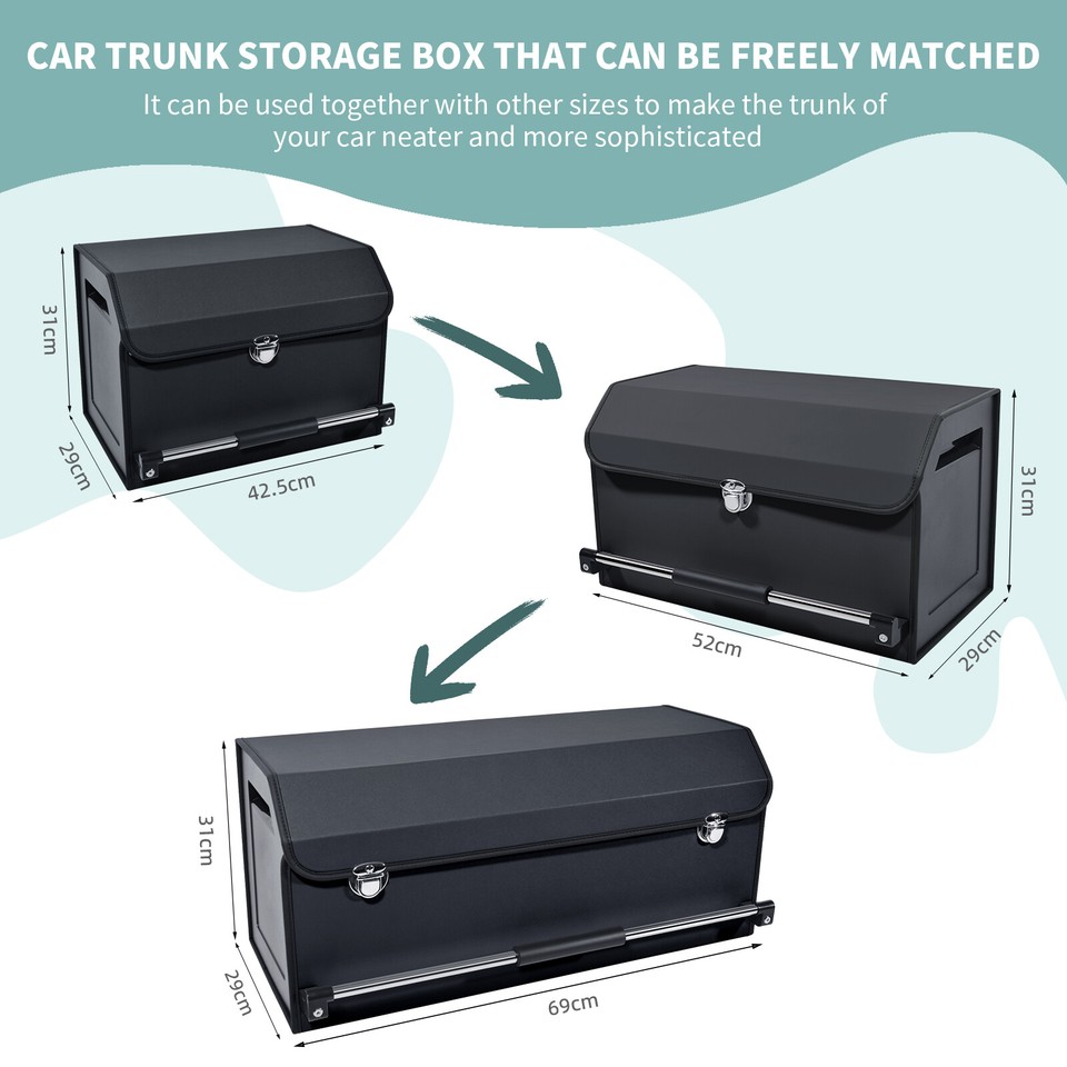 Universal Car Trunk Organizer Collapsible Leather SUV Cargo Storage Box ...