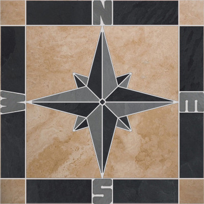 Travertine Slate Square Compass Rose Mosaic Medallion - CHOOSE YOUR ...
