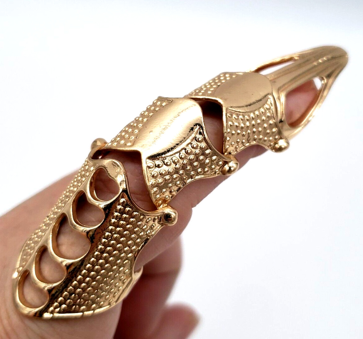 Punk Rock Armor Knuckle Joint Full Finger Double Loop… - Gem