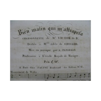 Panseron Auguste Well Malin That M 'Catch Singer Piano ca1820 | eBay ...