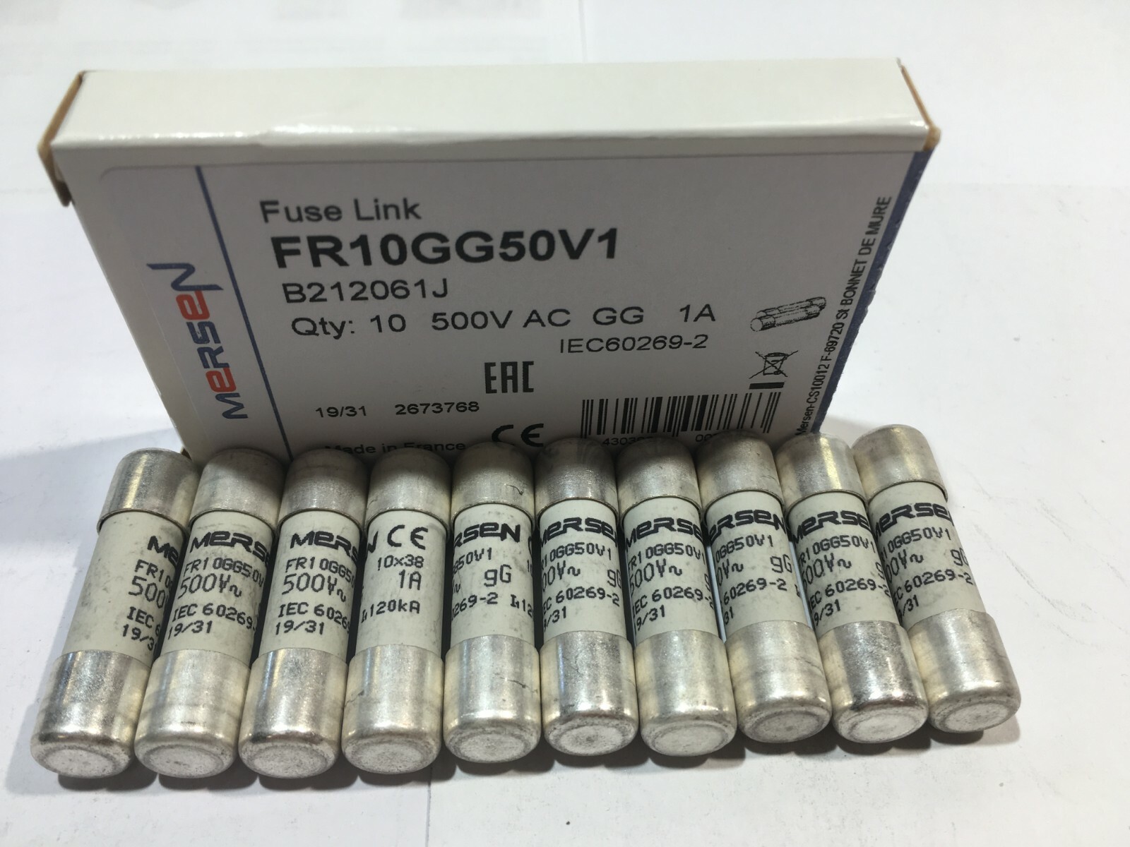 MERSEN FR10GG50V1 1A 500V Fuse FERRAZ SHAWMUT 10x38mm 500V Fuse JPSF446 ...