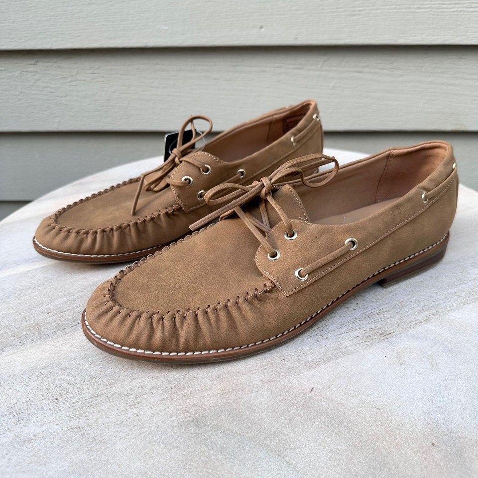 Tommy Hilfiger Womens Boat Shoes Size 10 M Natural Brown Leather iflex Heel Shoe | eBay