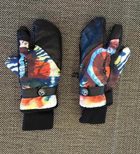 Celtek Women’s Gloves 3 Finger Mittens Snowboard Leather Palm Tie Dye ...