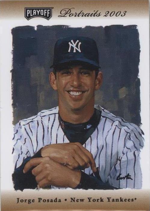 2003 Playoff Portraits - Jorge Posada #71 Bronze Materials /100 (MEM ...