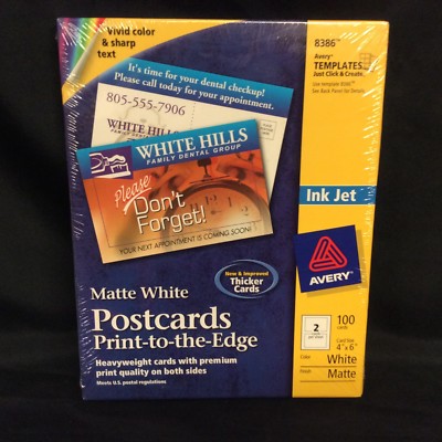 New - Avery 8386 Matte White 4" x 6" 100 Postcards | eBay