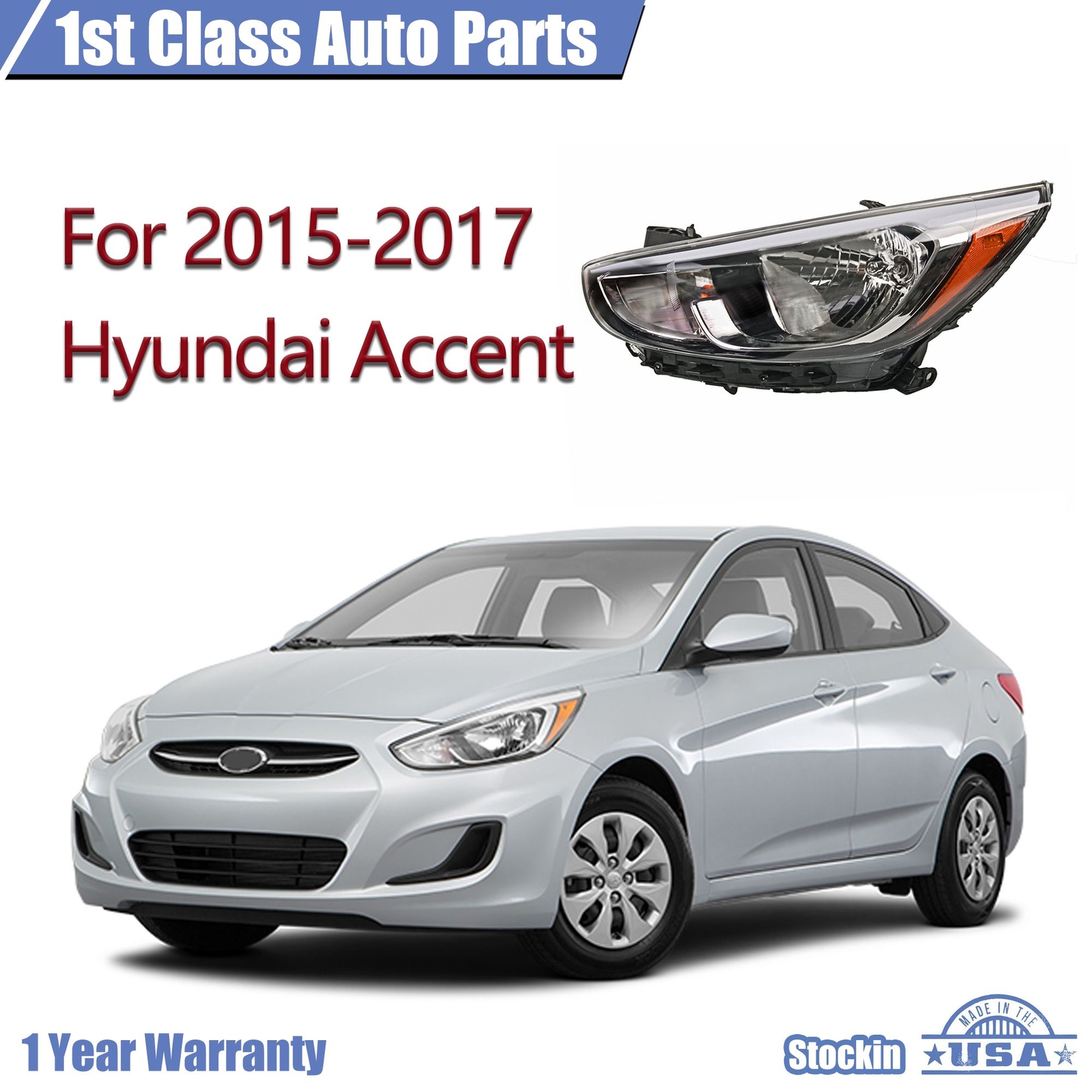 Headlight Assembly Driver Left For 2015-17 Hyundai Accent W/O Bulb ...