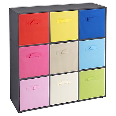 Wooden 9 Cubed Cupboard Storage Units Shelves With 9 Drawers Baskets ...