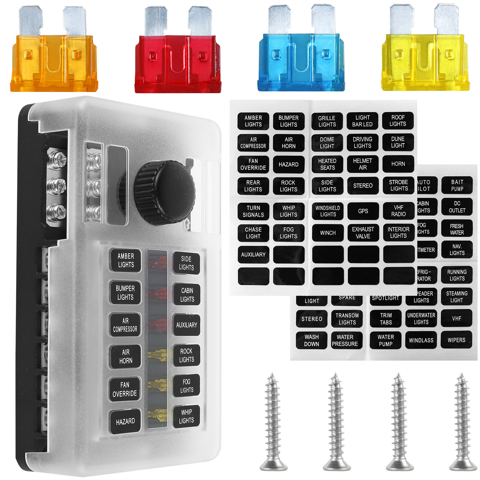 12 Way Fuse Box 32V Blade Fuse Block Waterproof Fuse Box Holder with ...