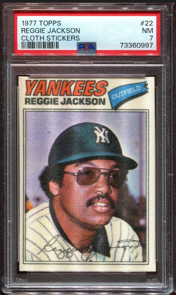 PSA 7 NR MINT 1977 TOPPS CLOTH STICKERS REGGIE JACKSON #22 YANKEES ...